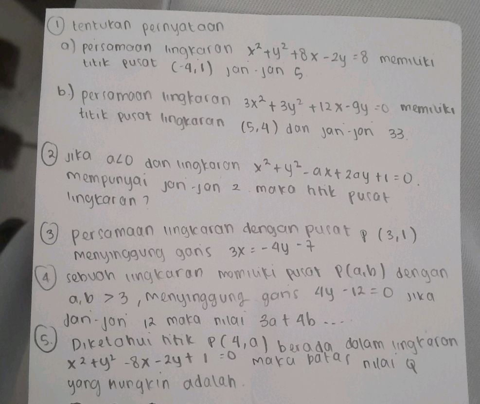 1. Tentukan pernyataan a) Persamaan | StudyX