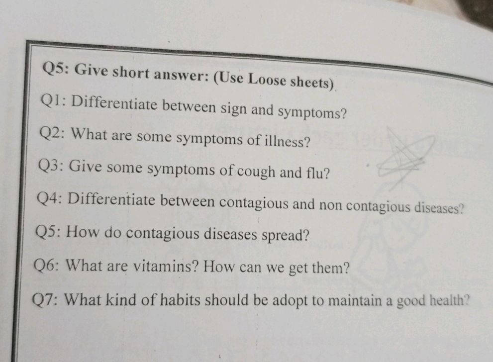 Q5: Give short answer: (Use Loose sheets) | StudyX