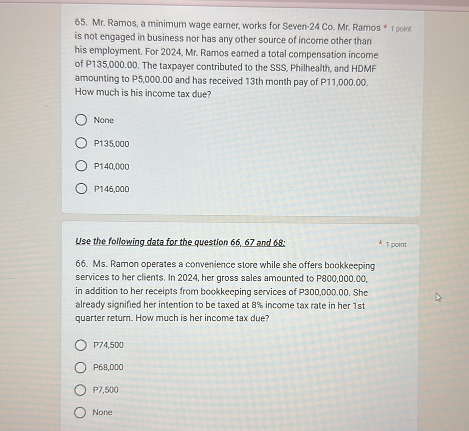 65. Mr. Ramos, a minimum wage earner, works | StudyX