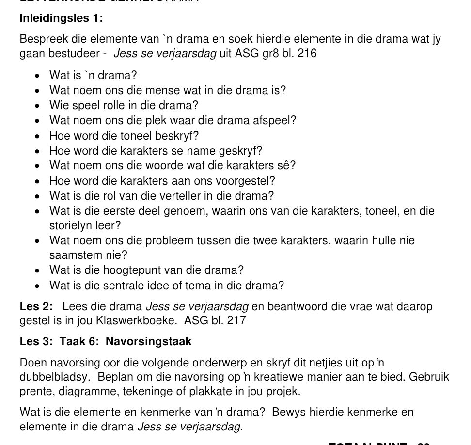 Inleidingsles 1: Bespreek die elemente van | StudyX