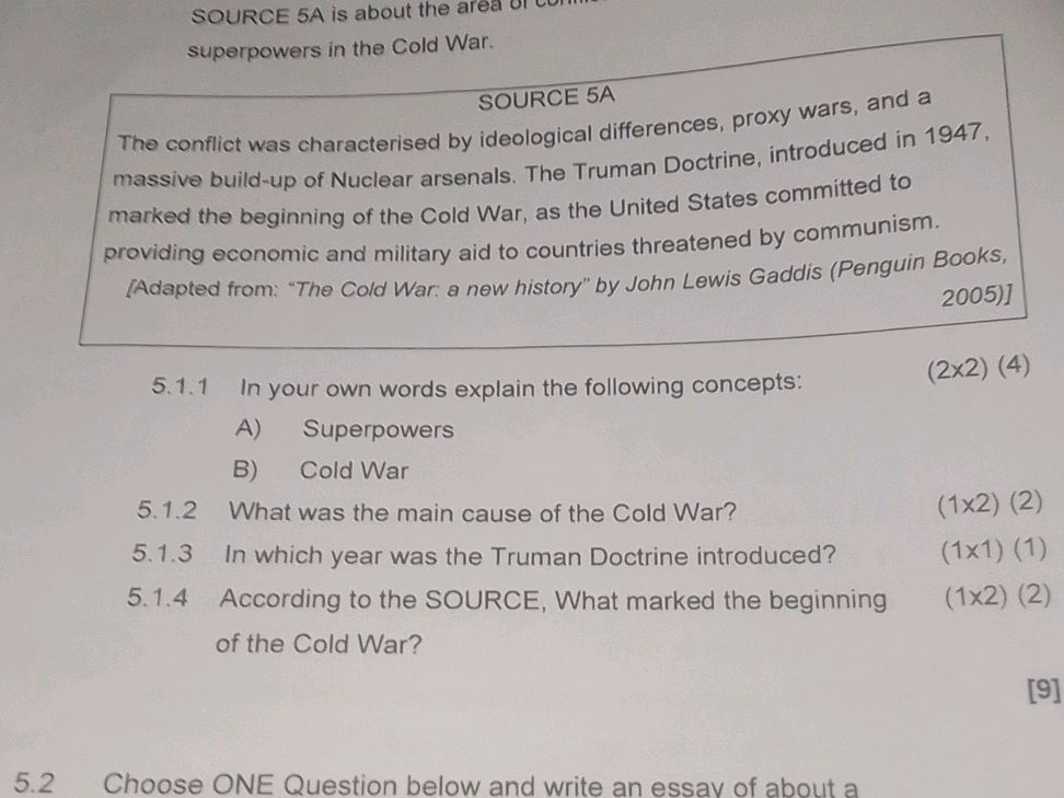 SOURCE 5A is about the area of superpowers | StudyX