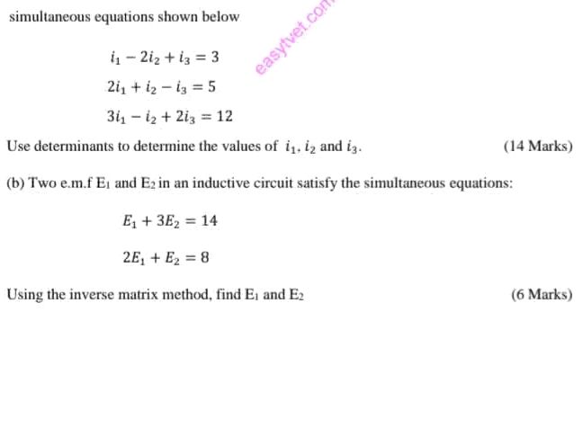 simultaneous equations shown below $i_1 - | StudyX