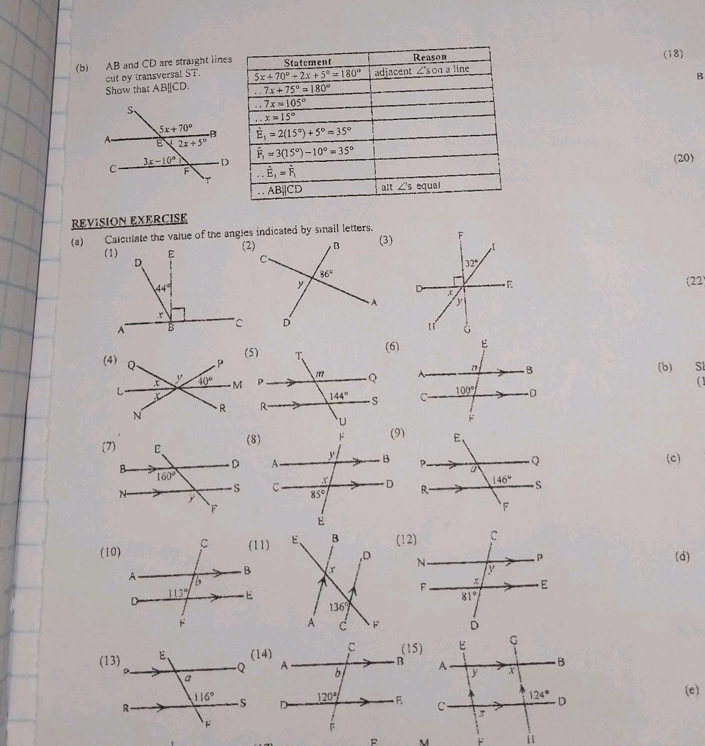 (b) AB and CD are straight lines cut by | StudyX