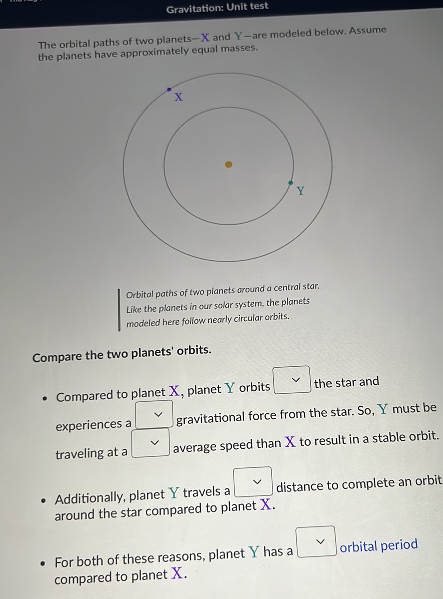 The orbital paths of two planets-X and Y-are | StudyX