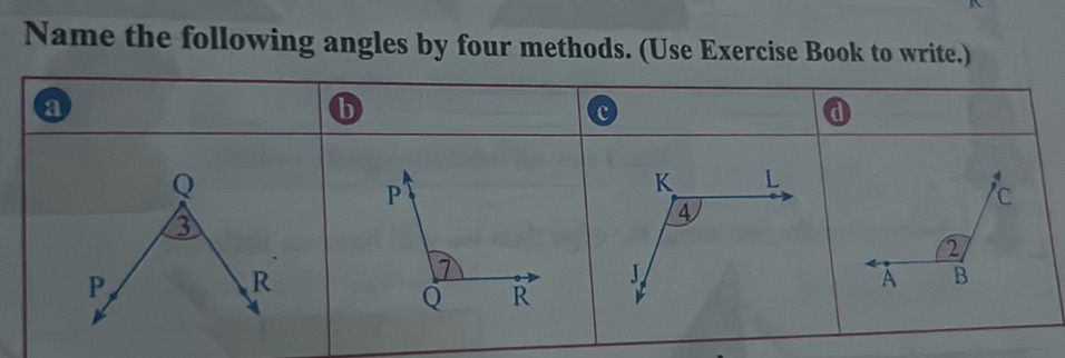Name the following angles by four methods. | StudyX