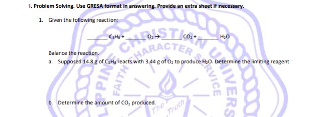 Given the following reaction: C3H8 + O2 -> | StudyX