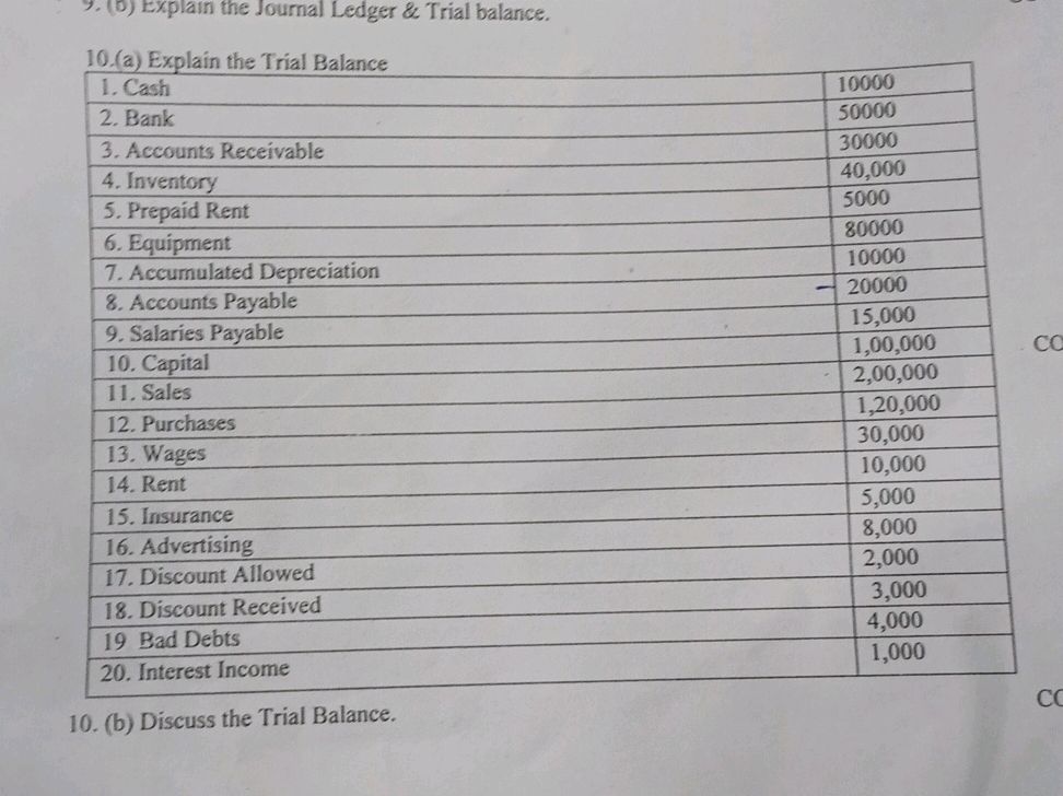 10. (a) Explain the Trial Balance | | | | StudyX