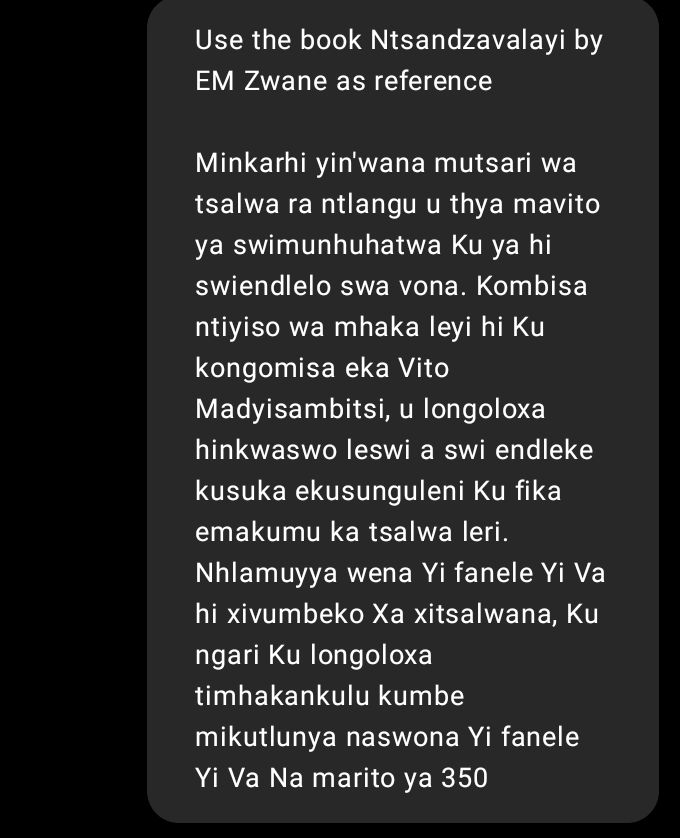 Use the book Ntsandzavalayi by EM Zwane as | StudyX