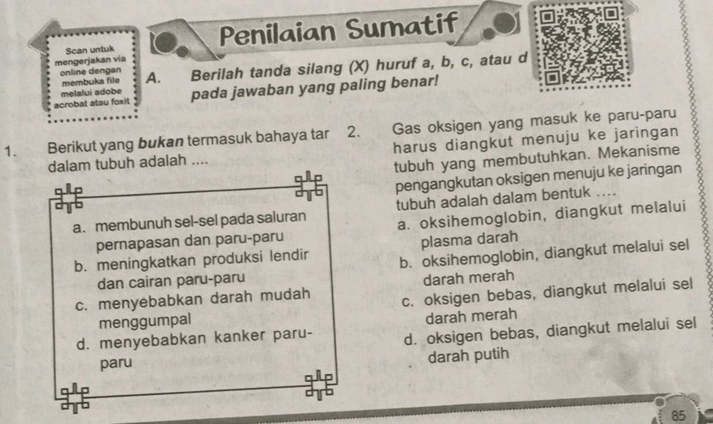 Berikut yang bukan termasuk bahaya tar dalam