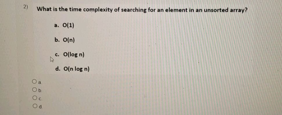 2) What is the time complexity of searching | StudyX