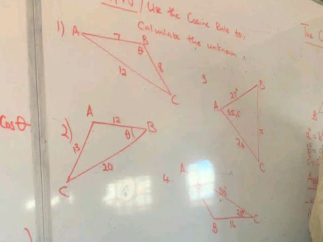 Use the Cosine Rule to: Calculate the