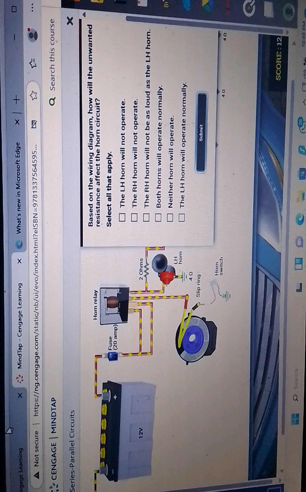 Based on the wiring diagram, how will the | StudyX