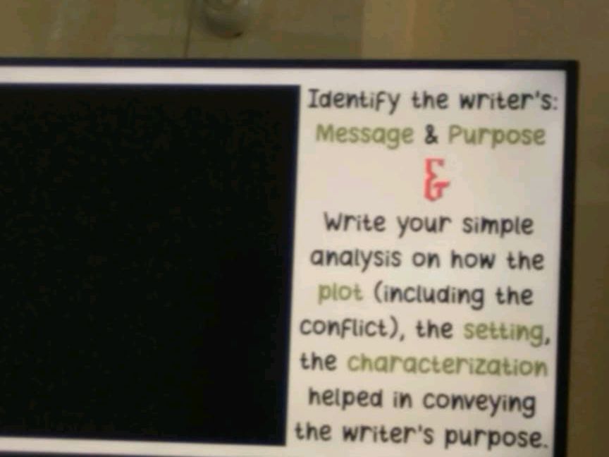 Identify the writer's: Message Purpose Write