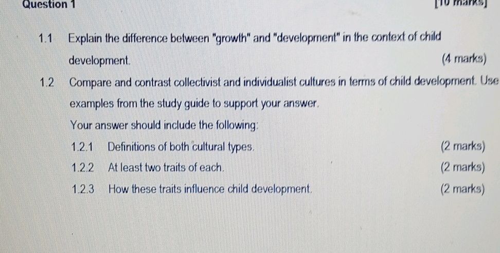1.1 Explain the difference between "growth" | StudyX