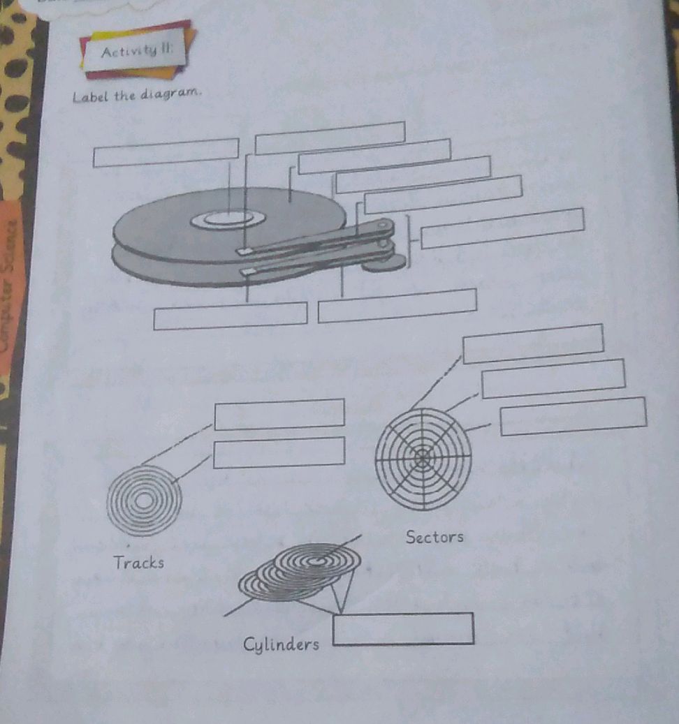 Label the diagram of a hard drive