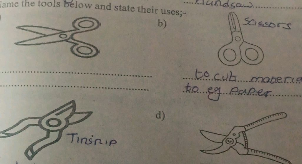 Name the tools below and state their uses;- | StudyX