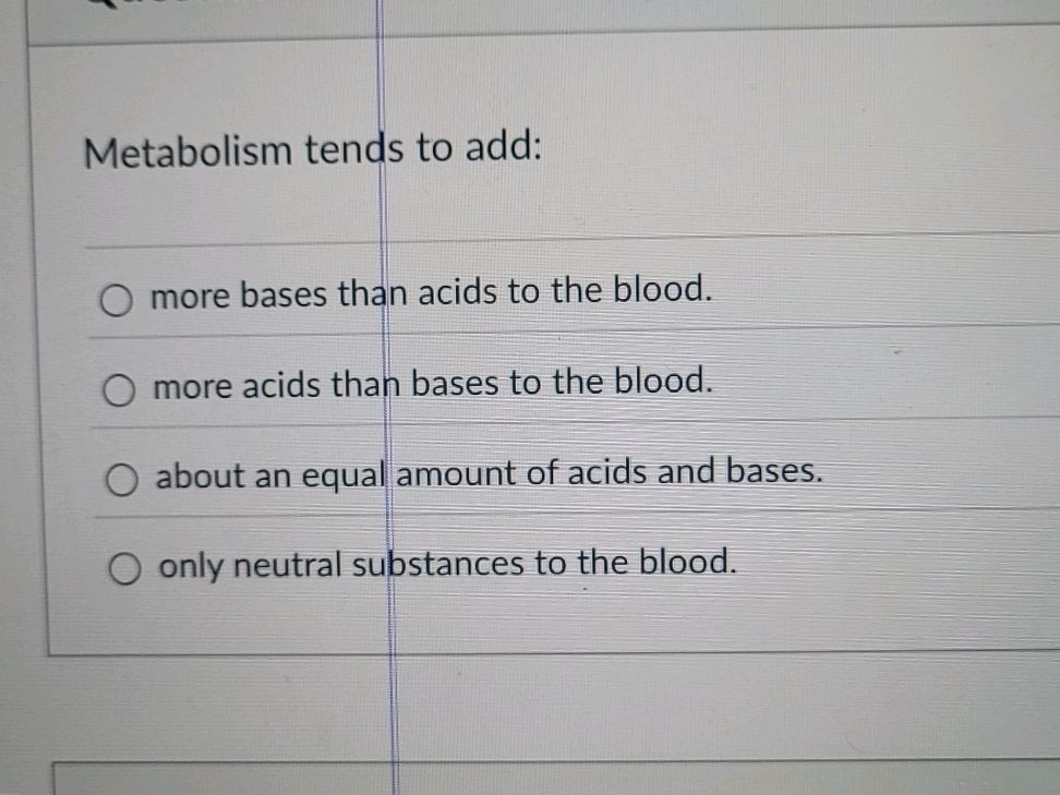 Metabolism tends to add: more bases than | StudyX