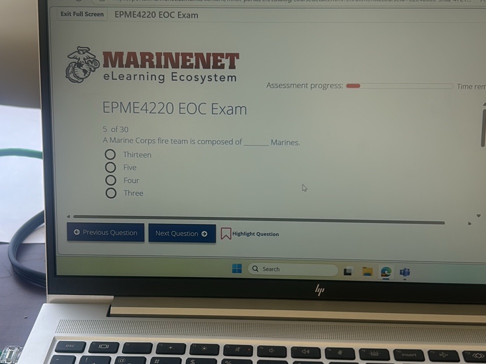 A Marine Corps fire team is composed of
