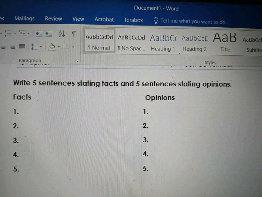 Write 5 sentences stating facts and 5