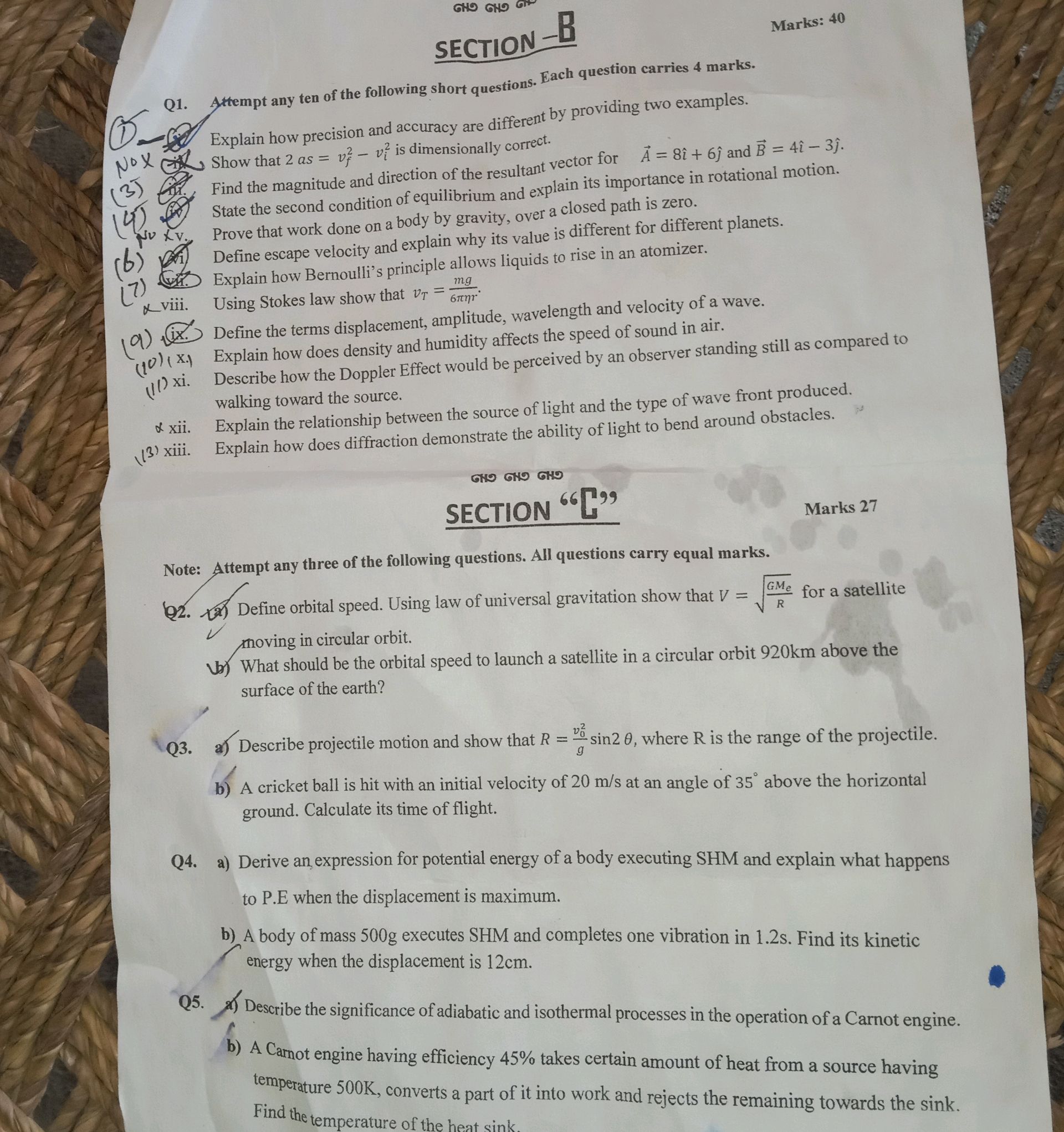 Q1. Attempt any ten of the following short | StudyX