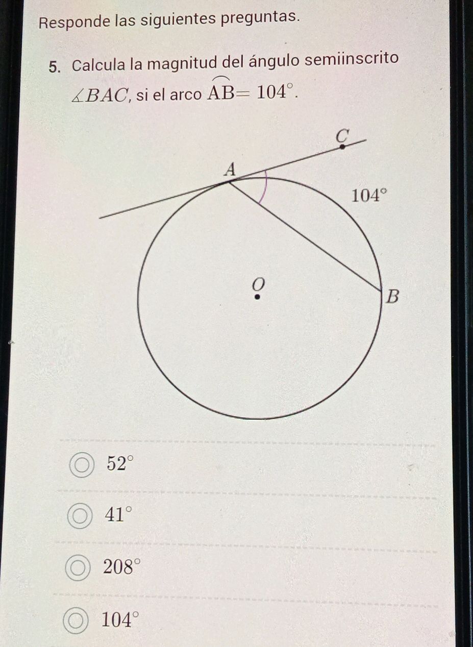 5. Calcula la magnitud del ángulo | StudyX