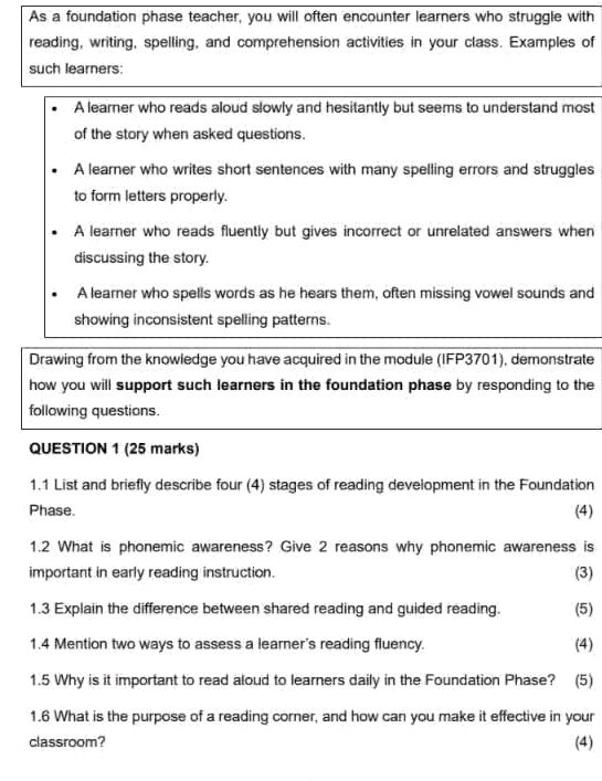 As a foundation phase teacher, you will