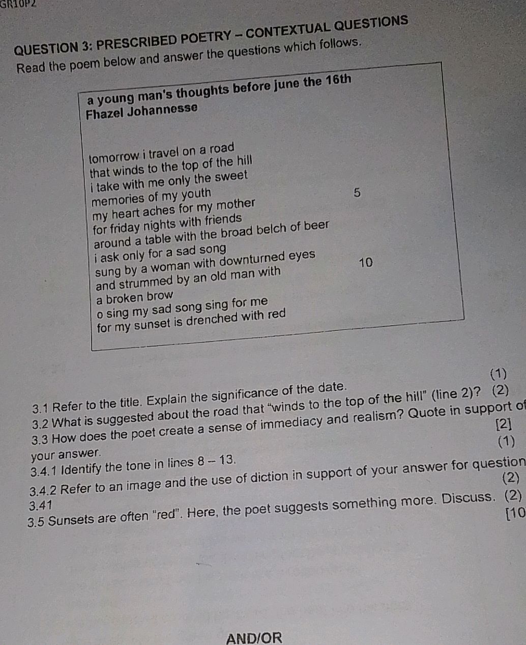 QUESTION 3: PRESCRIBED POETRY - CONTEXTUAL | StudyX