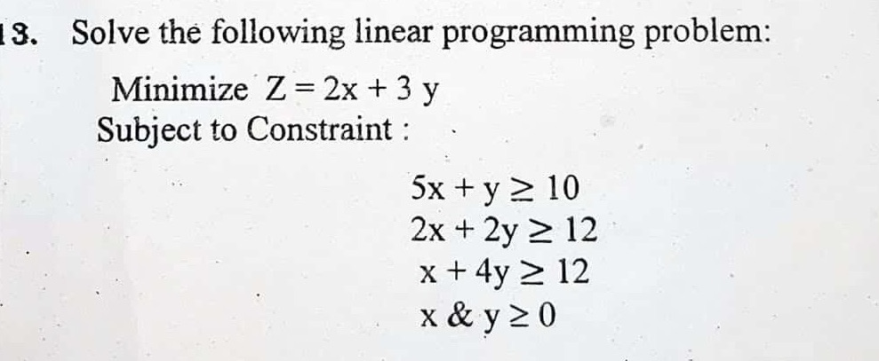 Solve the following linear programming | StudyX