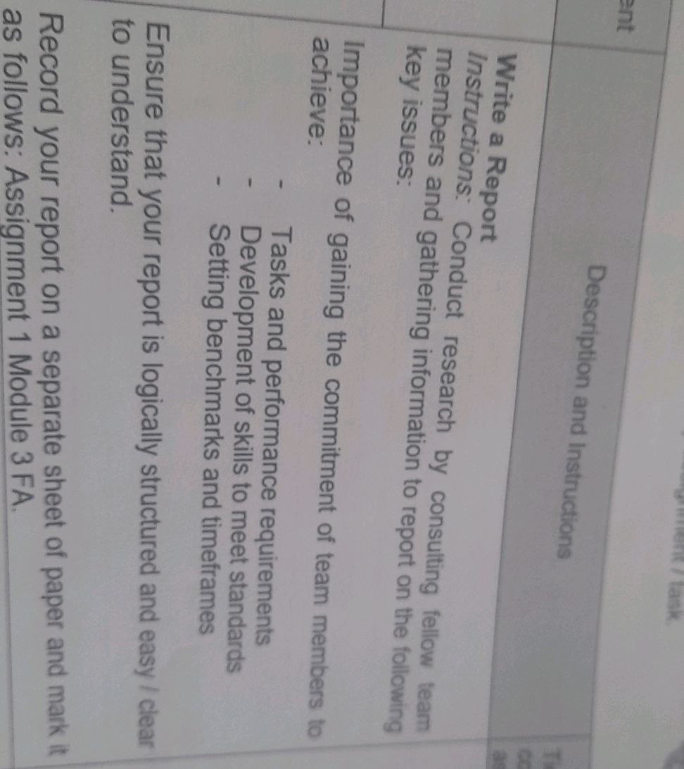 Write a Report Instructions: Conduct | StudyX
