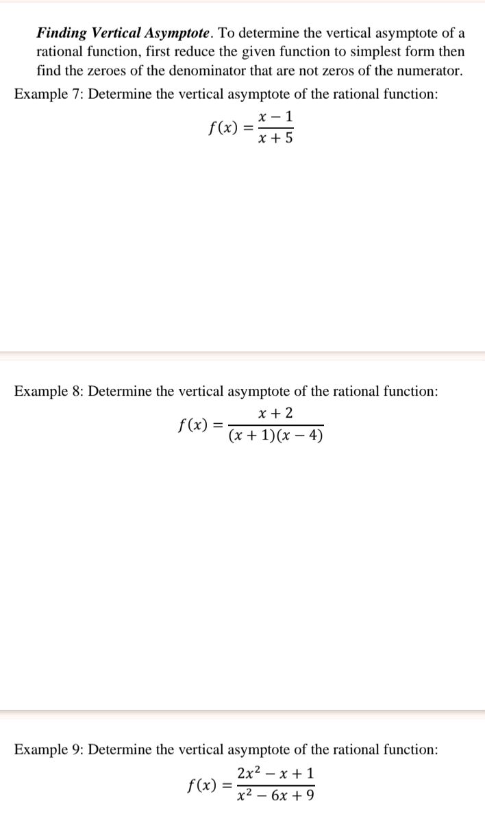 Finding Vertical Asymptote. To determine the