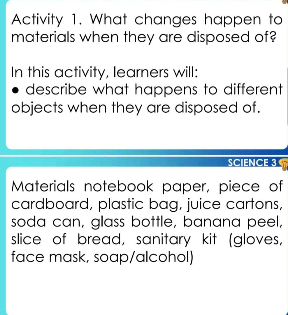 Activity 1. What changes happen to materials | StudyX