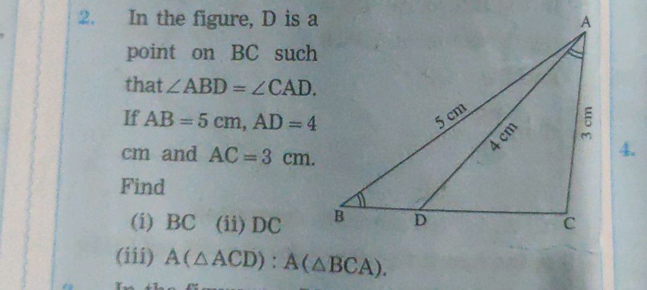In the figure, D is a point on BC such that