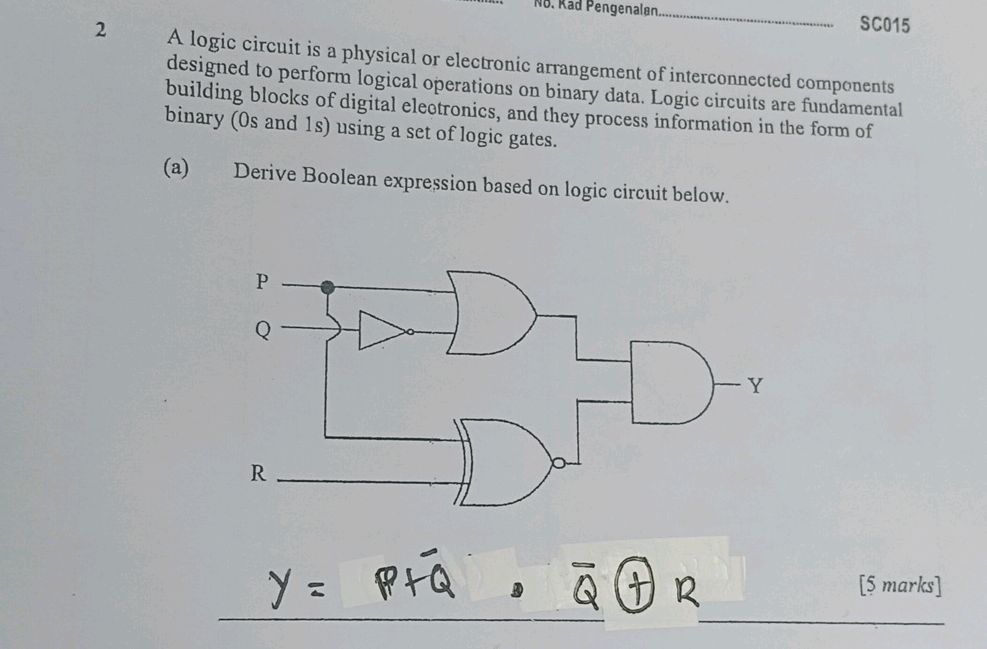 (a) Derive Boolean expression based on logic | StudyX