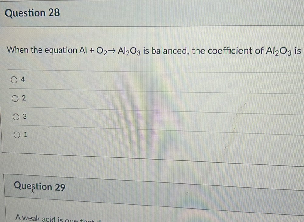 When the equation Al + O2 -> Al2O3 is