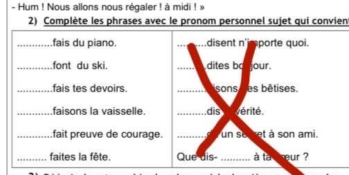 2) Complète les phrases avec le pronom | StudyX