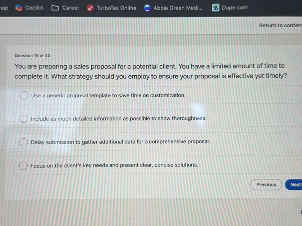 You are preparing a sales proposal for a