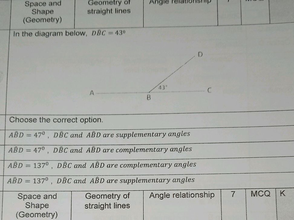 In the diagram below, $ DBC = 43^o$ ``` | StudyX