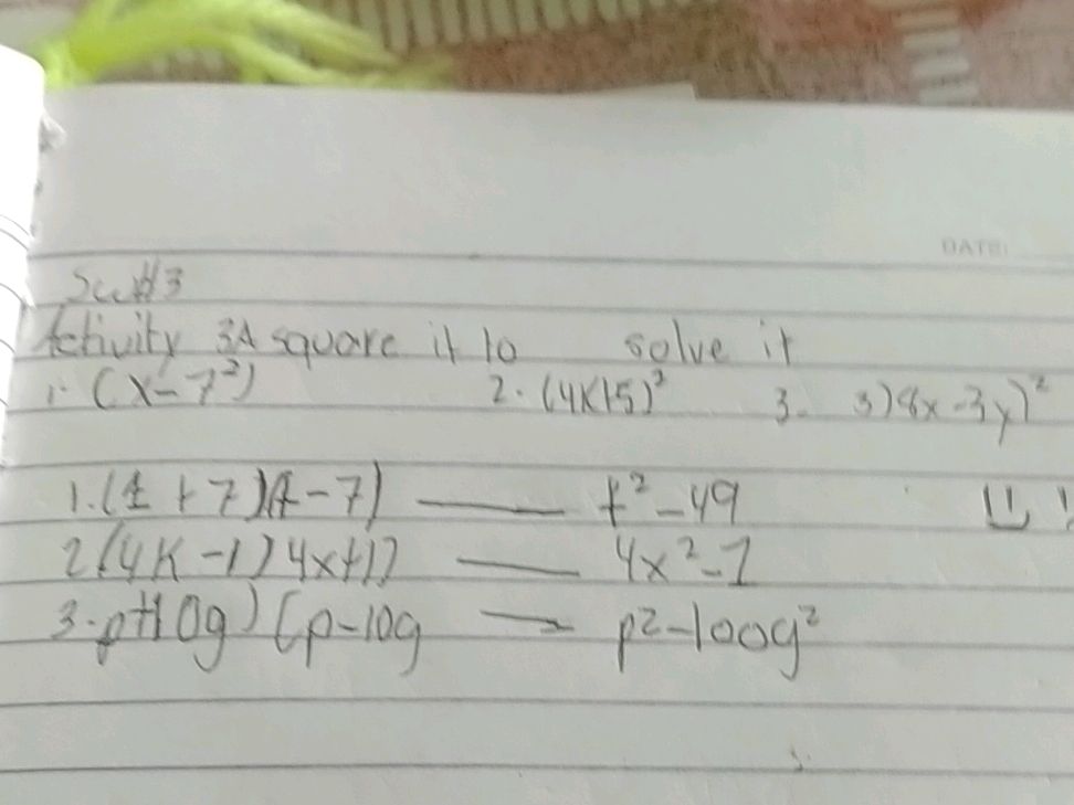 Activity 3A square it to solve it 1.