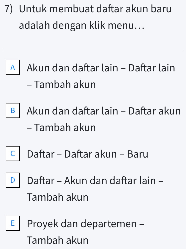 7) Untuk membuat daftar akun baru adalah
