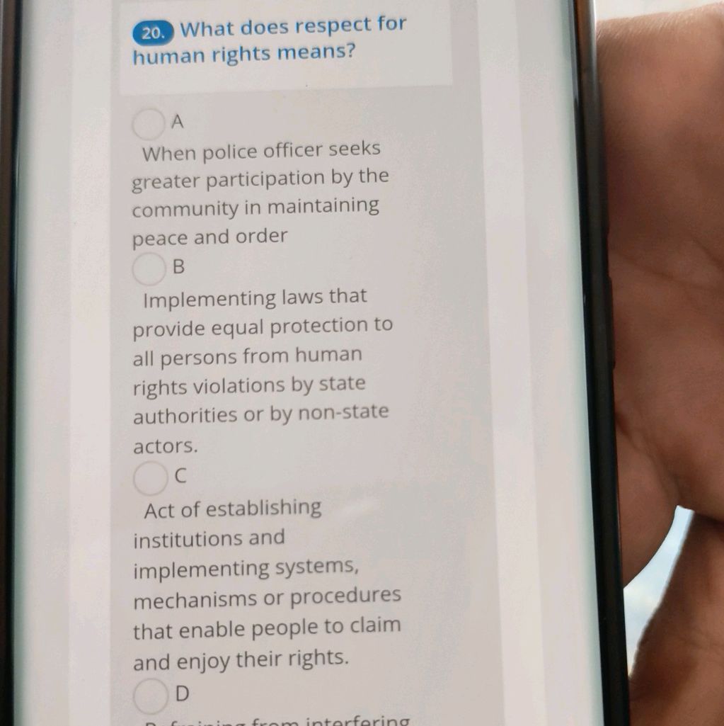 20. What does respect for human rights | StudyX