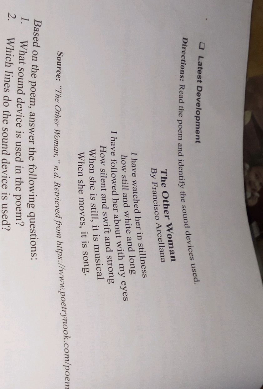 Directions: Read the poem and identify the | StudyX