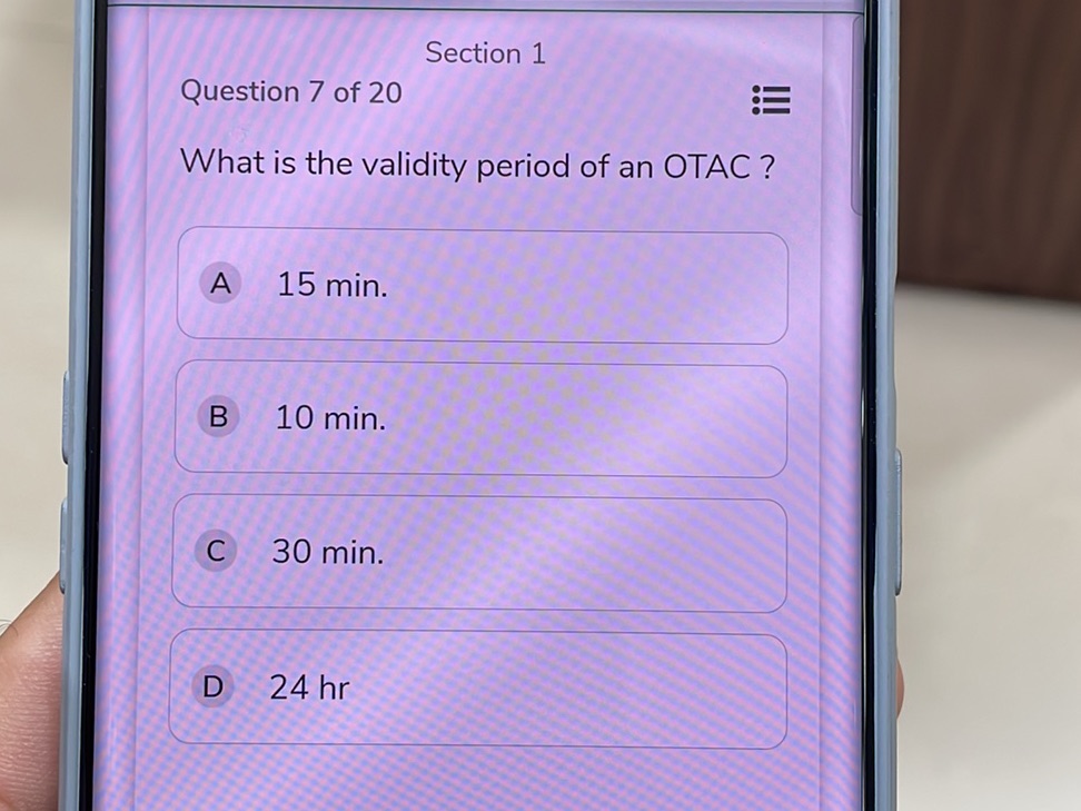 What is the validity period of an OTAC ? A