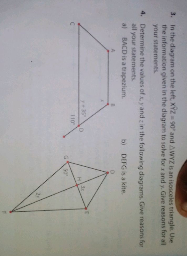 3. In the diagram on the left, XYZ = 90° and | StudyX