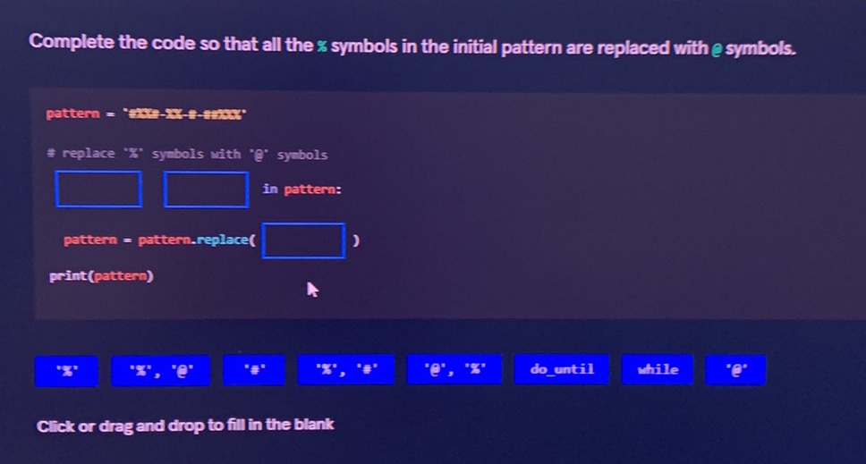 Complete the code so that all the % symbols | StudyX