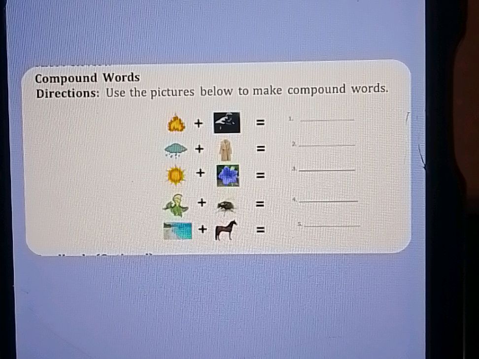 Compound Words Directions: Use the pictures | StudyX