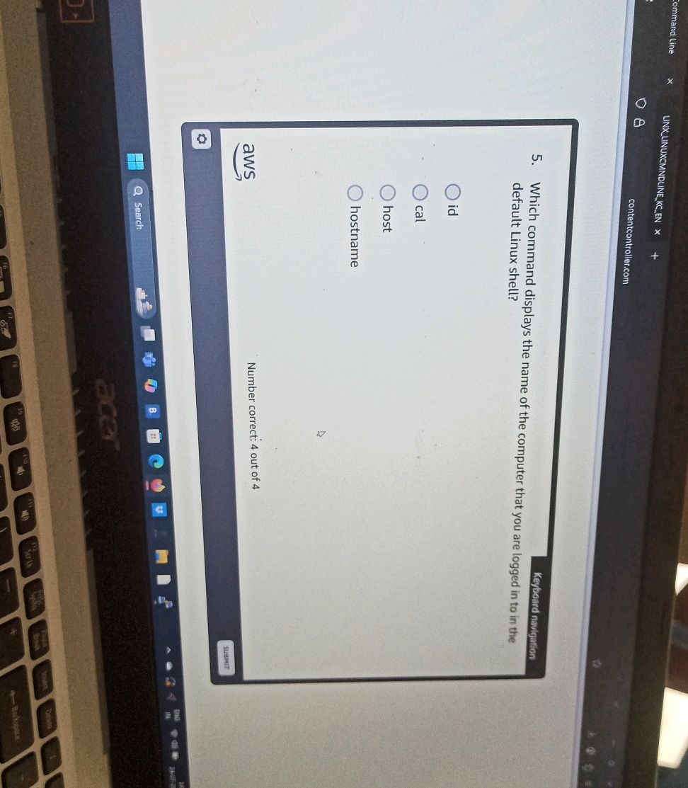 5. Which command displays the name of the | StudyX