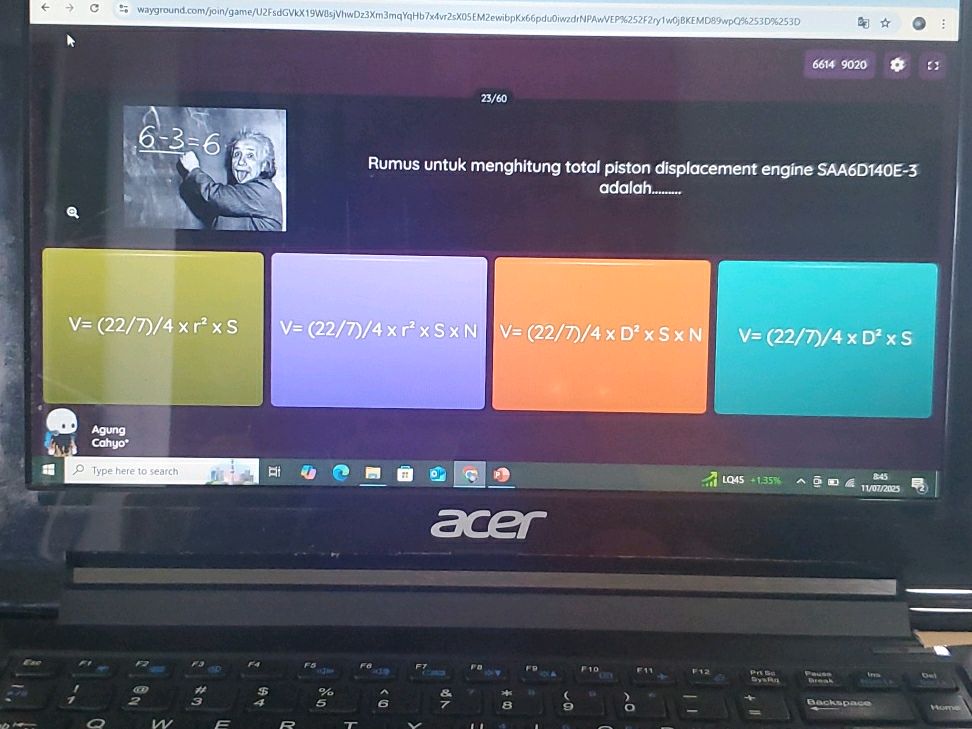 Rumus untuk menghitung total piston | StudyX