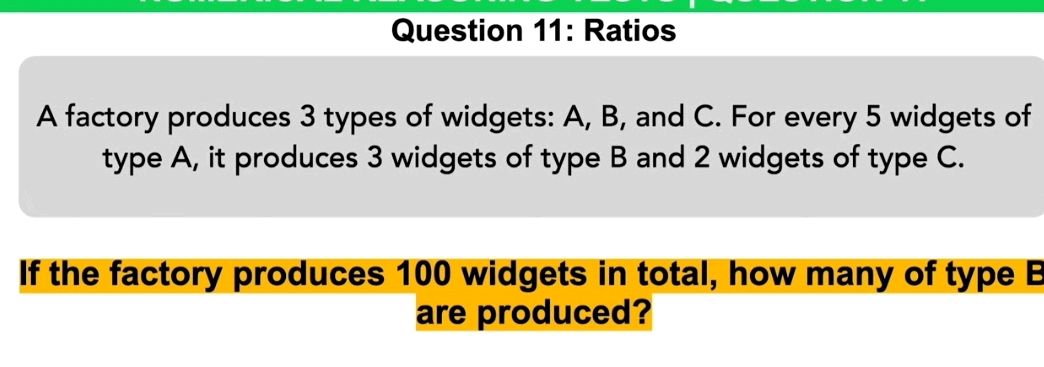 A factory produces 3 types of widgets: A, B,