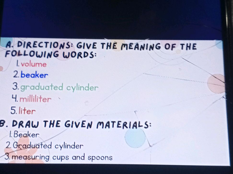 A. DIRECTIONS: GIVE THE MEANING OF THE