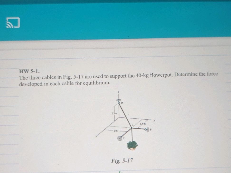 HW 5-1. The three cables in Fig. 5-17 are | StudyX